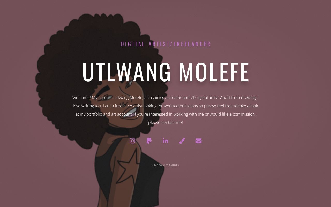 Utlwang Molefe's Carrd.